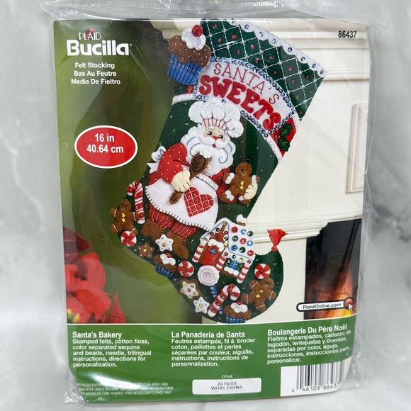 Bucilla | Holiday | Bucilla Santas Bakery 6in Felt Stocking Craft ...